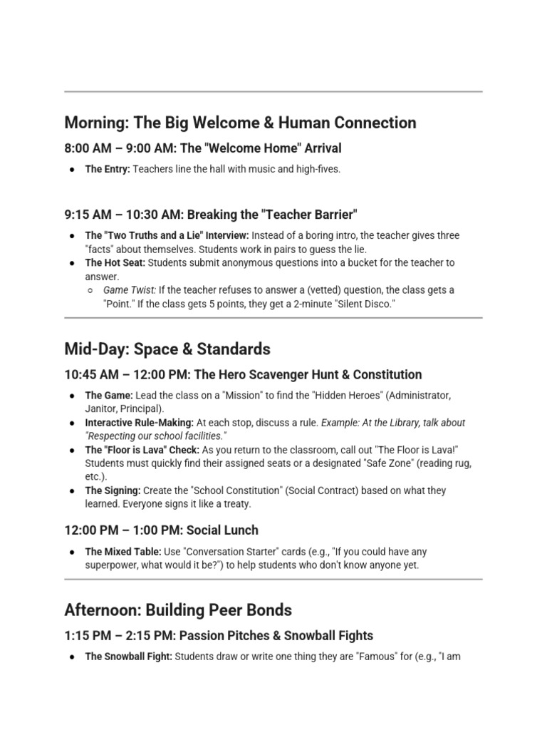 1st Day Engaging Classroom Plan for Students (2) | PDF | Classroom