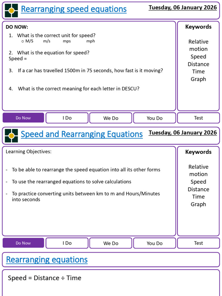 L2 Rearranging The Speed Equation | PDF | Speed | Chess