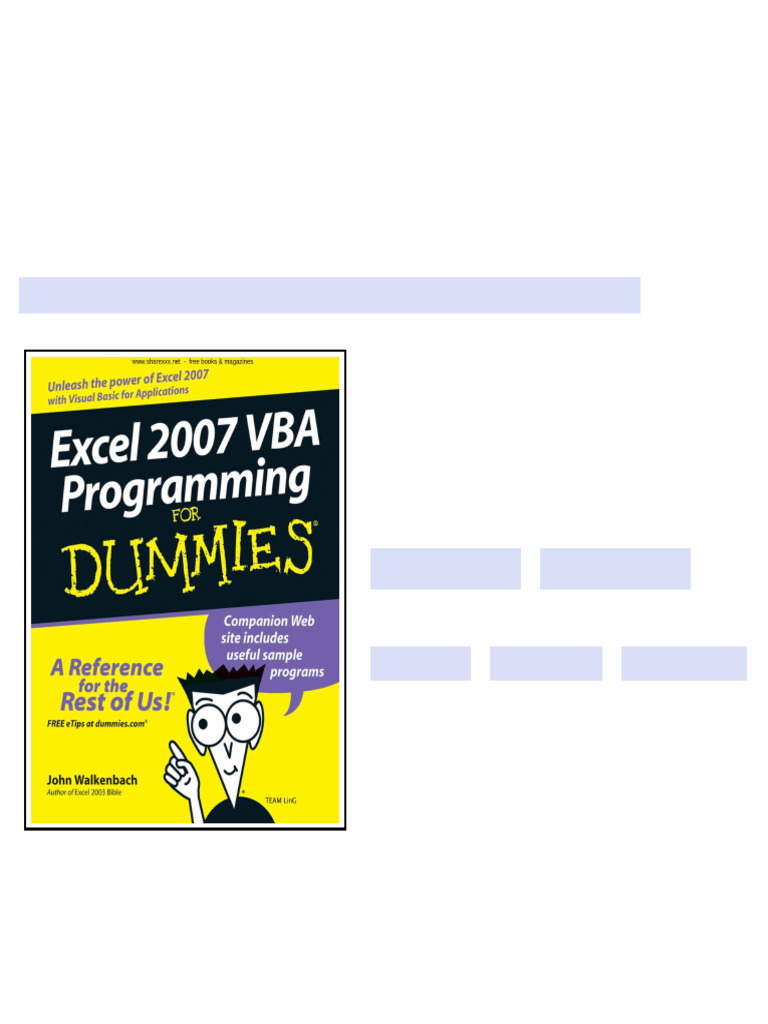 Excel 2007 VBA Programming For Dummies 1st Edition Walkenbach available full chapters | PDF ...