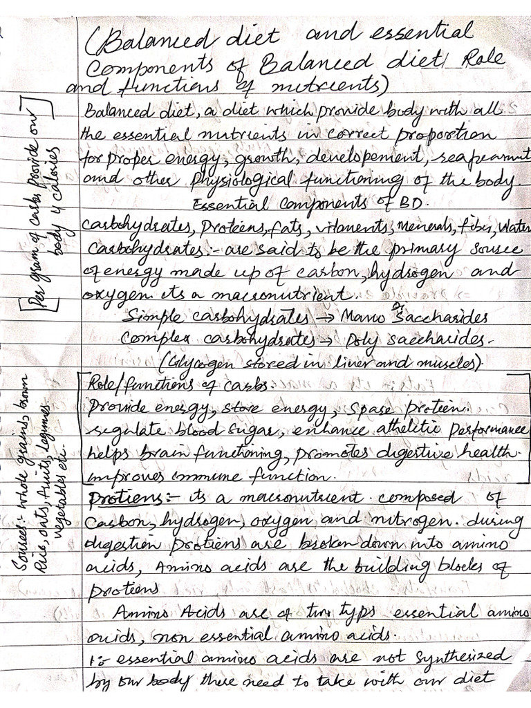 Balanced Diet Essential Components Lecture | PDF