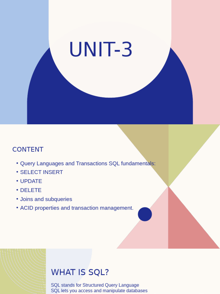 UNIT 3 Database Management System | PDF | Database Transaction | Sql
