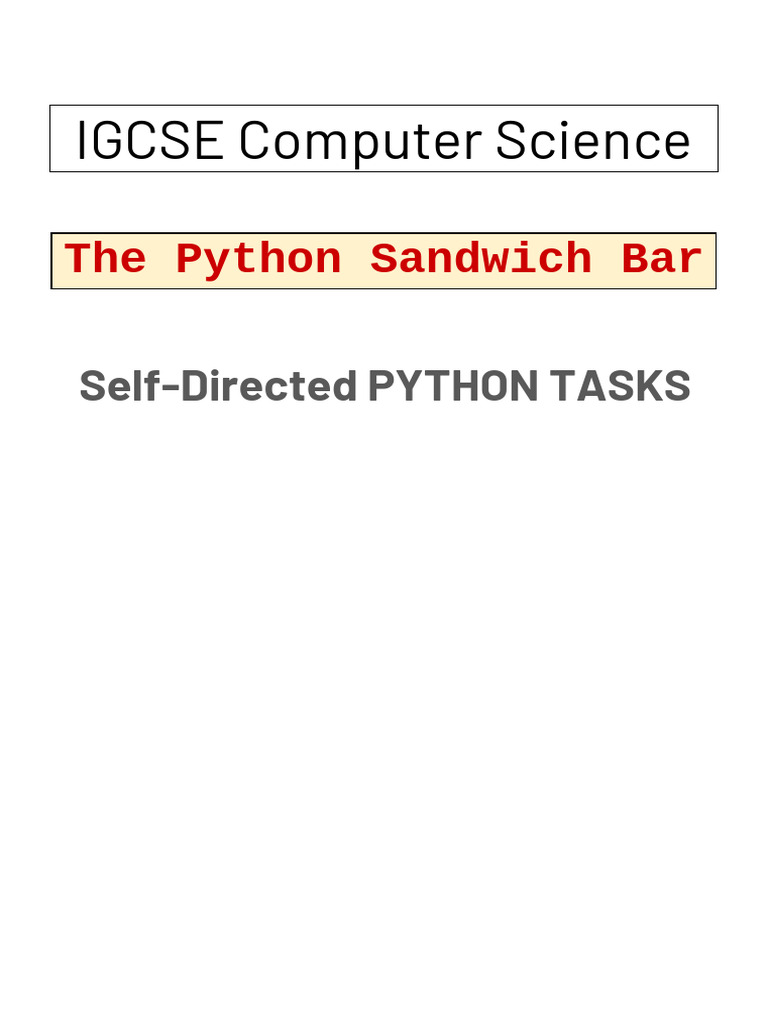Self-Directed Project Booklet, PROGRAMMING TASKS | PDF | String ...
