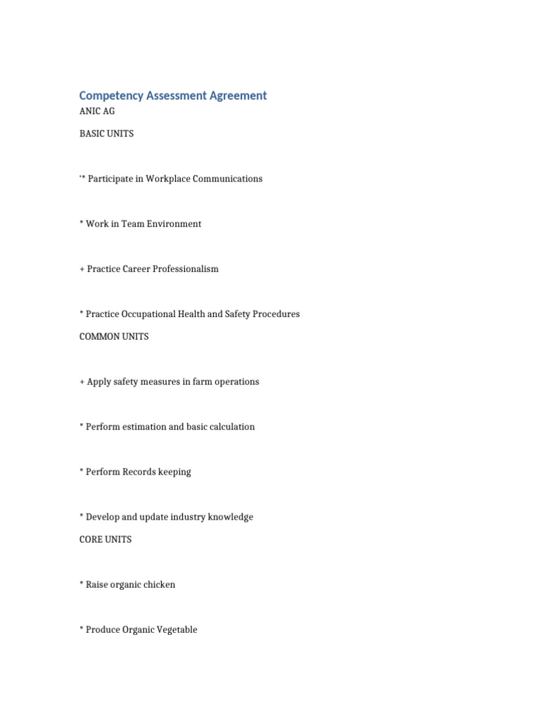 Competency Assessment Agreement | PDF
