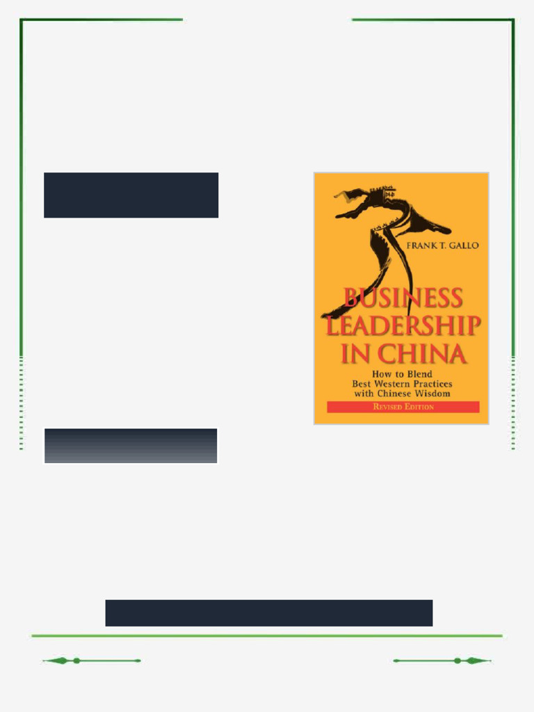 Business Leadership in China How to Blend Best Western Practices with ...