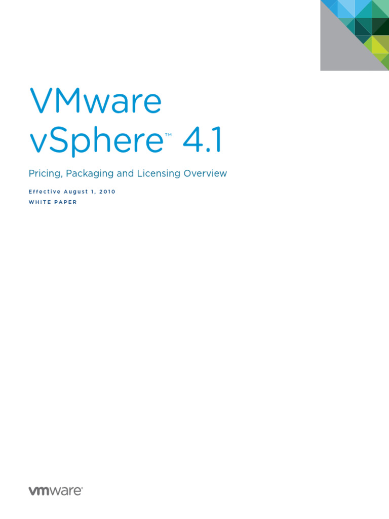 VMware vSphere 4.1 Pricing & Licensing Guide | PDF | V Mware | Computer ...