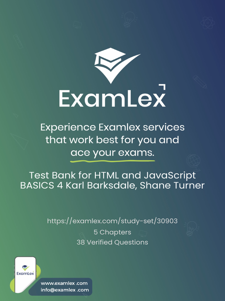 Test Bank for HTML and JavaScript BASICS 4 Karl Barksdale, Shane Turner ...