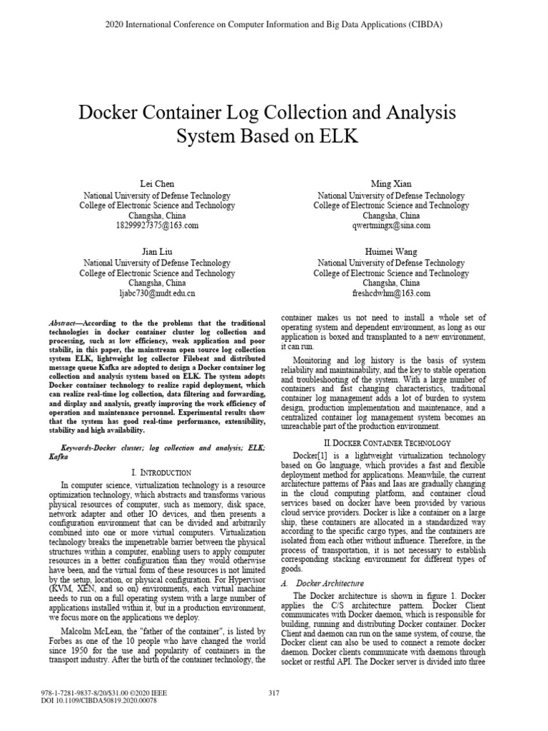 Docker Container Log Collection and Analysis System Based on ELK | PDF ...