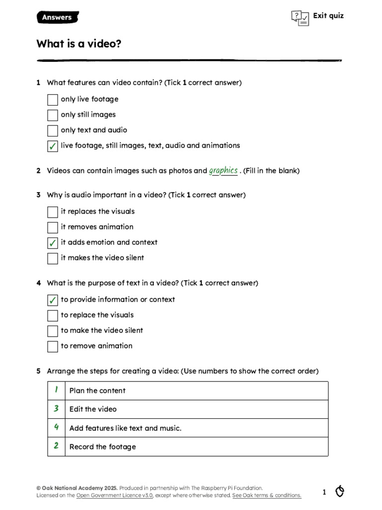 Exit Quiz Answers | PDF