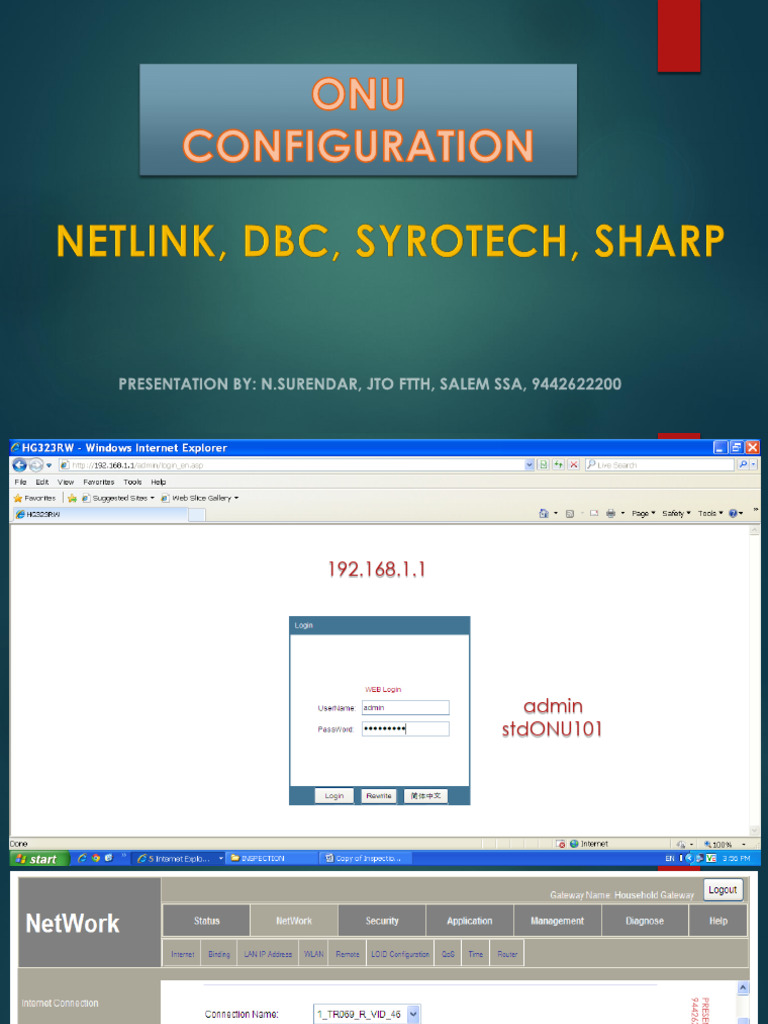 ONU Configuration Guide for FTTH Setup | PDF