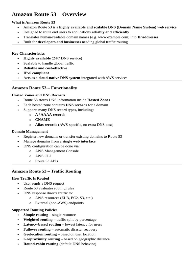 Amazon Route 53 DNS Service Overview | PDF