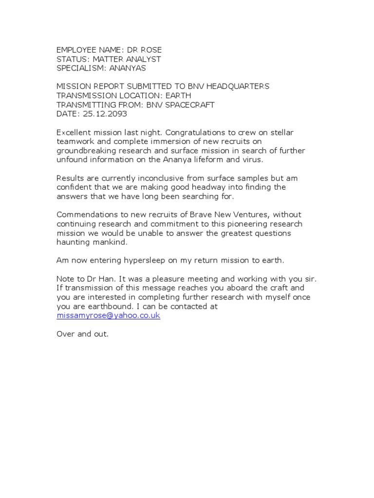 Mission Report: Ananya Research Update | PDF | Young Adult