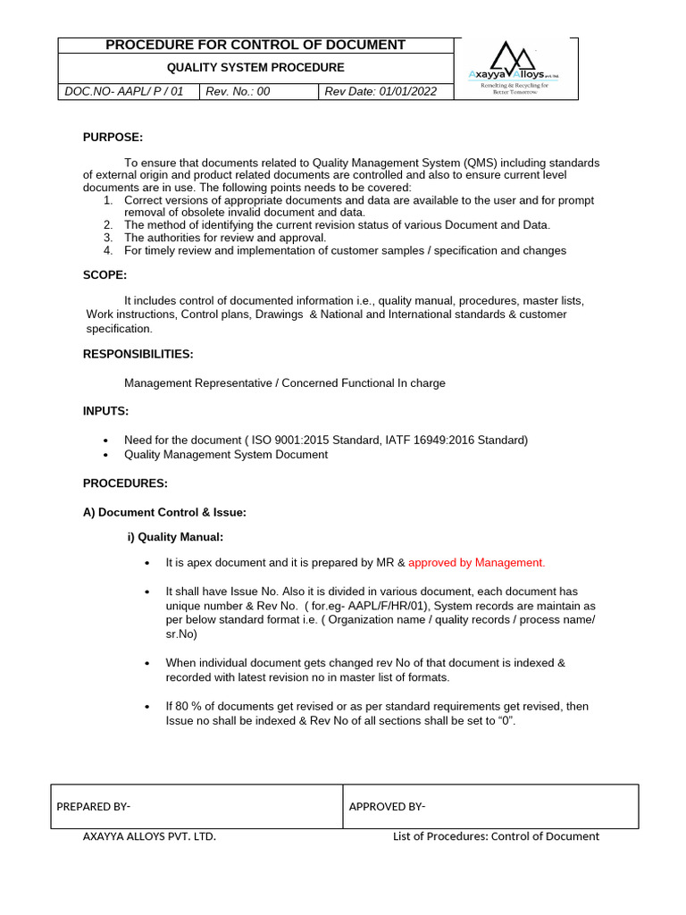 Control of Document | PDF | Specification (Technical Standard ...
