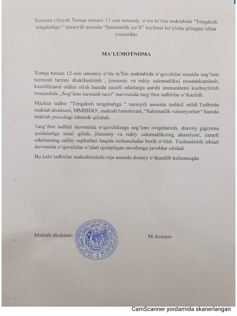 12 Mkatab.salomatlik Volontyorlari | PDF