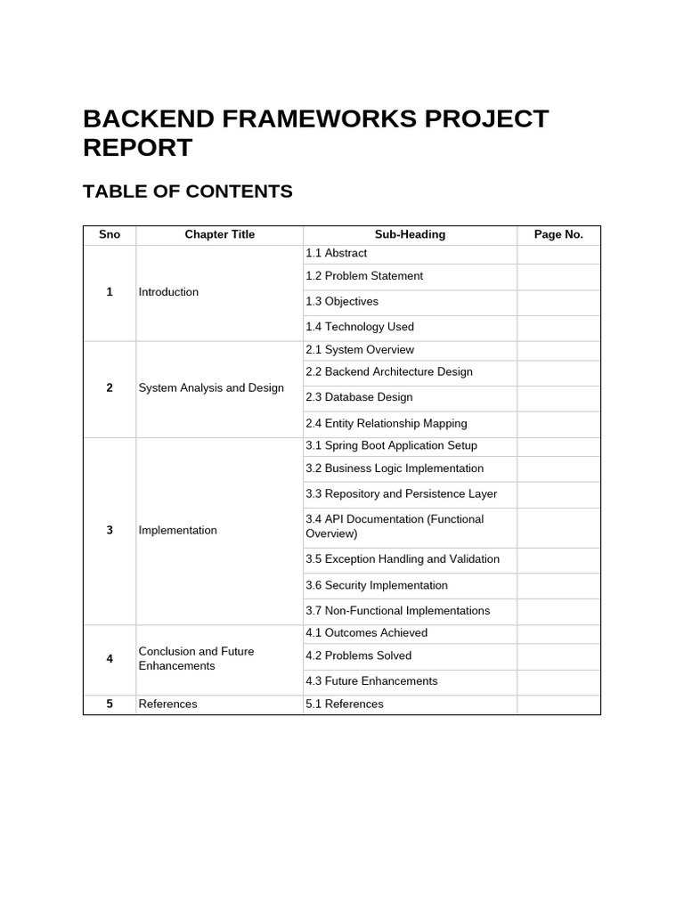 Backend Frameworks Project Report - Template (2) | PDF | Databases ...