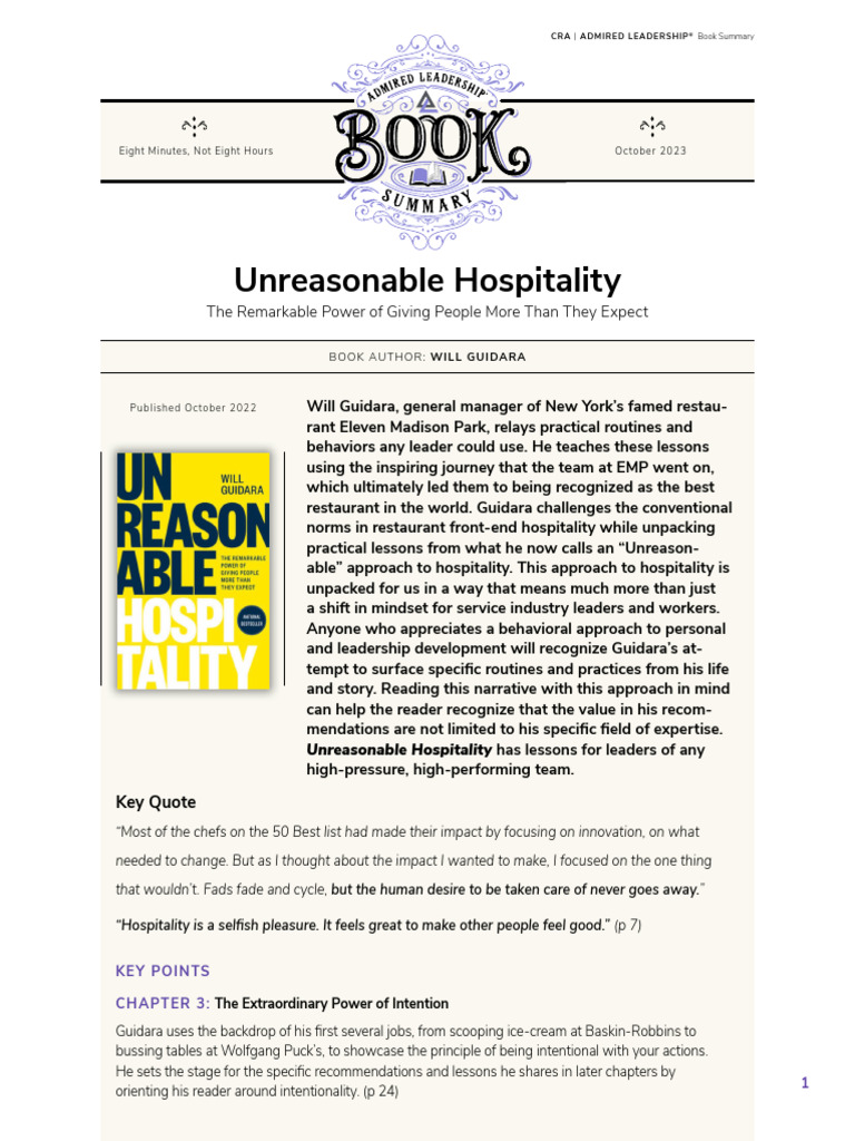 Unreasonable Hospitality Insights for Leaders | PDF | Psychology