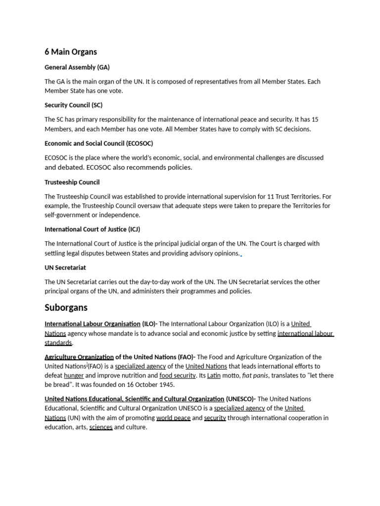6 Main Organs | PDF | United Nations | International Relations