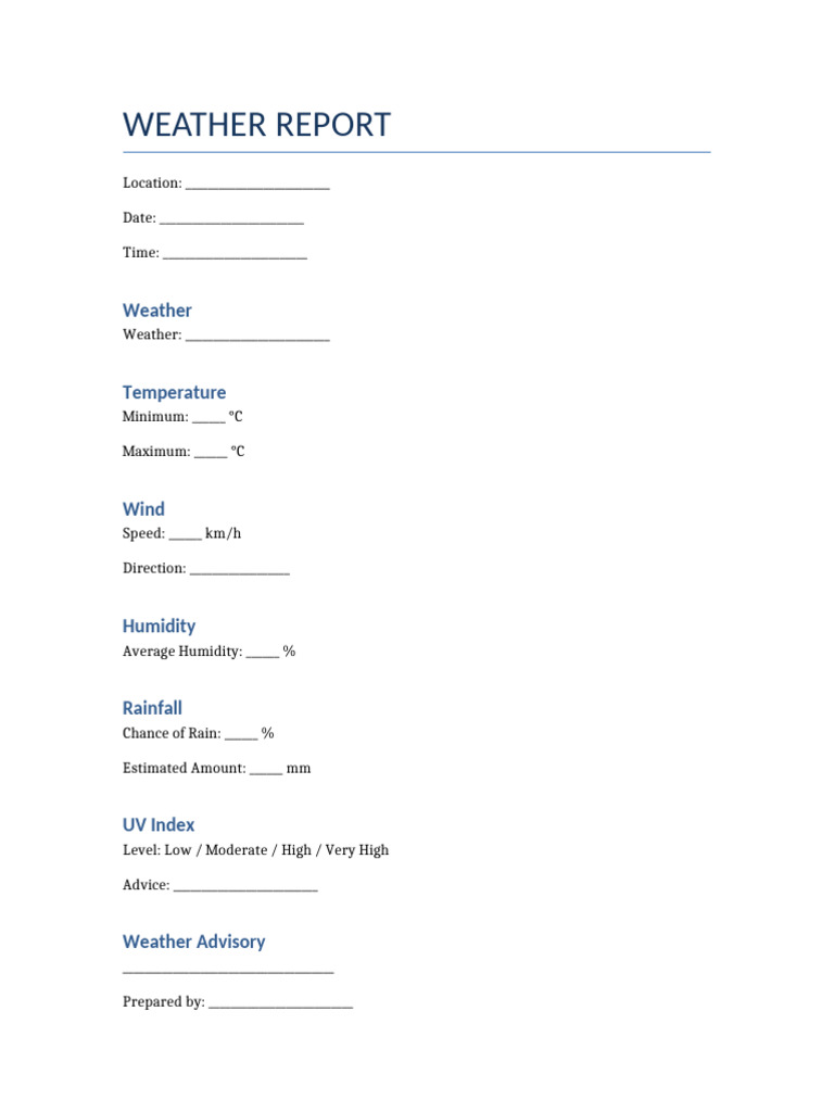 Weather Report Template | PDF