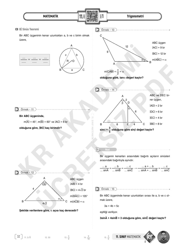 11 Matematik VDK 2024 16. DERS | PDF