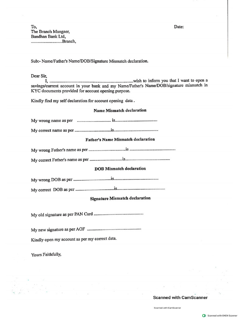 Name, DOB Mismatch Format All in One(4) | PDF