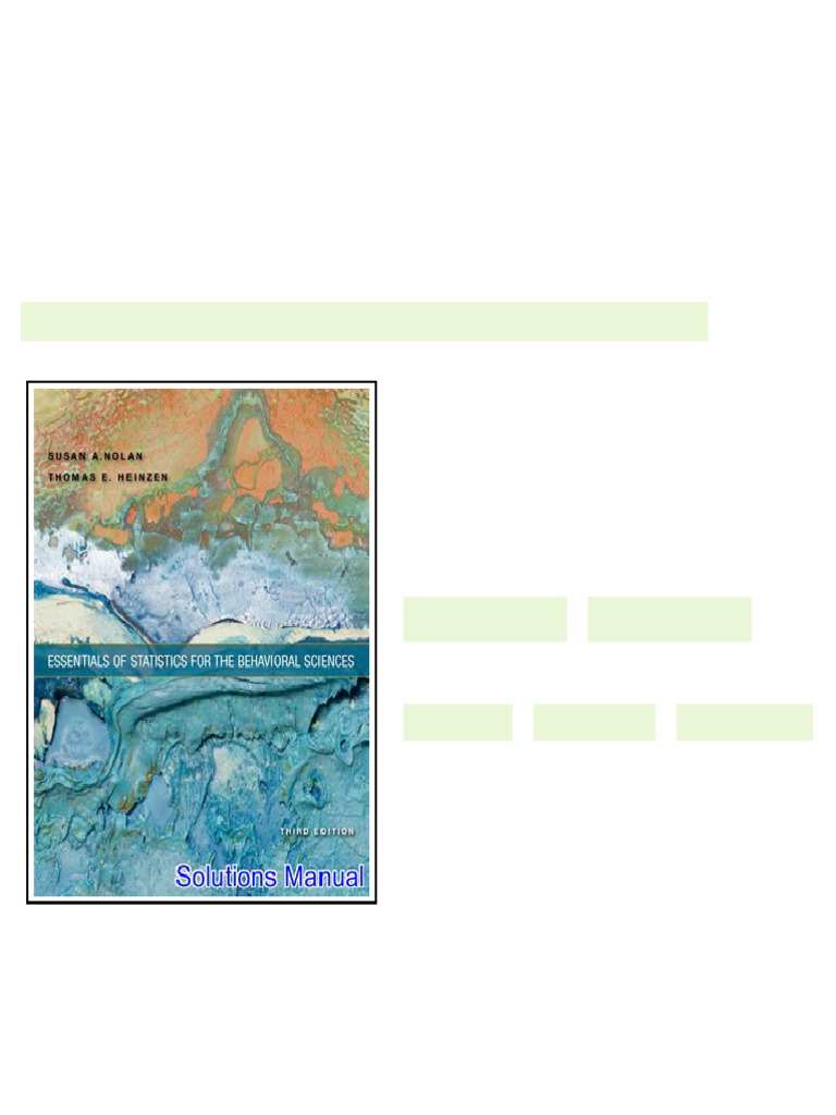 Essentials of Statistics for the Behavioral Sciences 3rd Edition Nolan ...