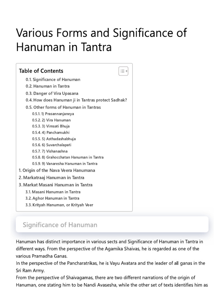 Various Forms and Significance of Hanuman in Tantra | PDF