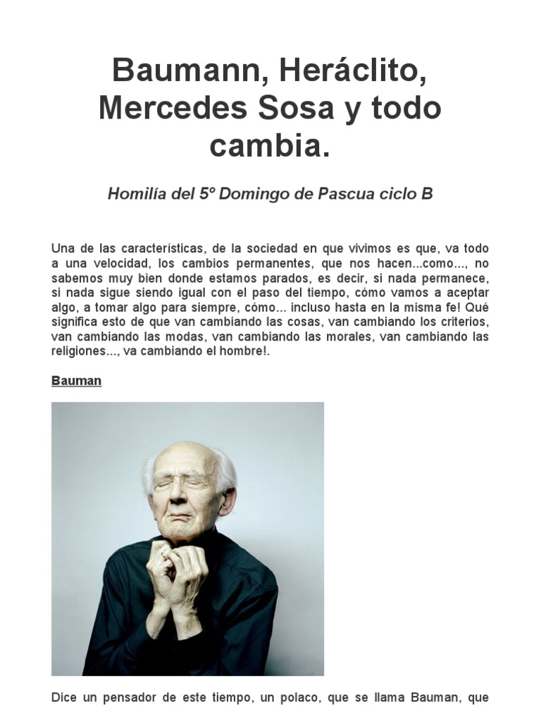 Bauman, Heráclito, Mercedes Sosa y Todo Cambia | PDF | espíritu Santo ...