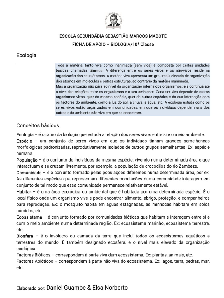 4a Ficha de Biologia 10a (1) | PDF