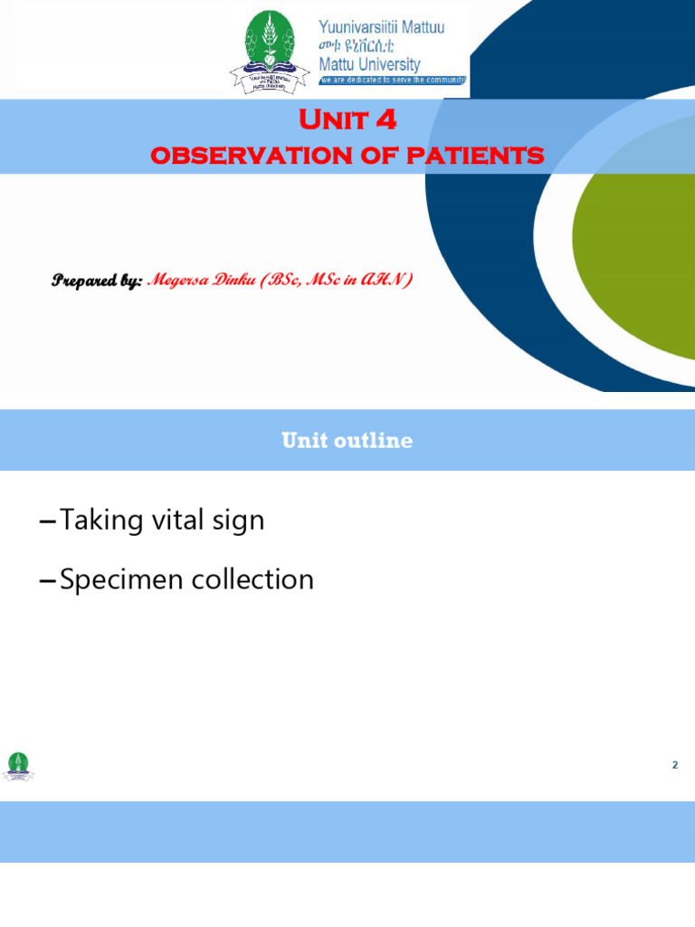 Unit 4- Observation of Patients | PDF | Thermoregulation | Fever