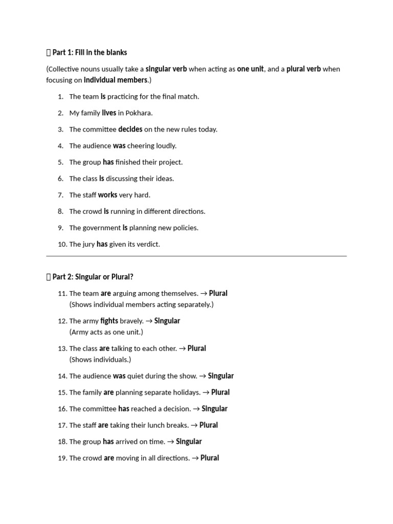 Collective Nouns | PDF | Grammatical Number | Linguistic Morphology