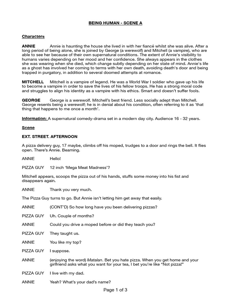 Being Human - Scene A | PDF