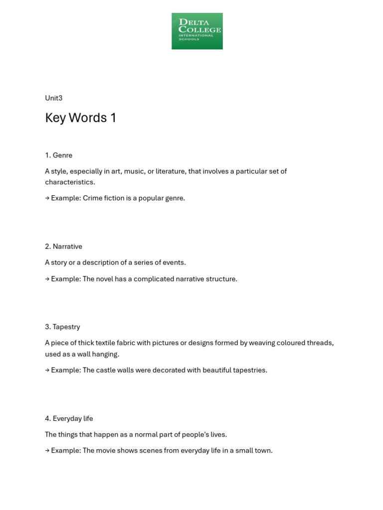 Unit 3 Vocabulary | PDF | Still Life | Visual Arts