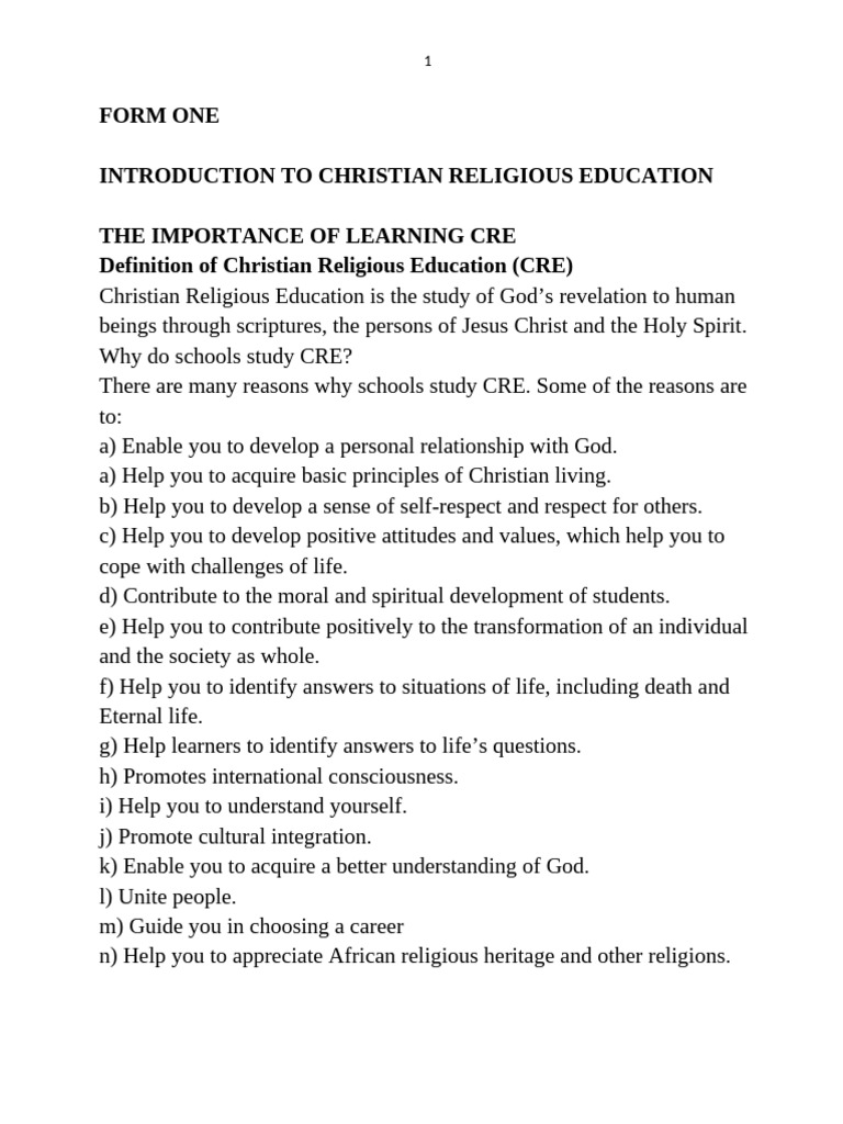 CHRISTIAN-RELIGIOUS-EDUCATION-CRE-NOTES-FORM-1-4 (3) | PDF | Nevi'im ...