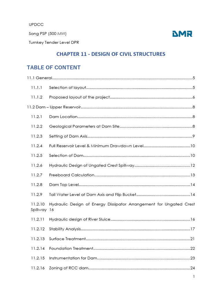 500 Mw Song Psp - Draft Dpr - Hcd Chapter- 12.04.2025 (1) | PDF | Spillway | Dam