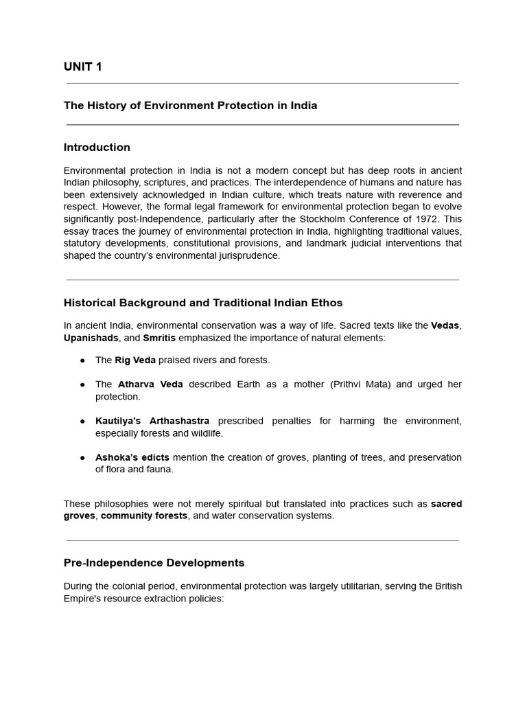 History of Environmental Protection in India | PDF | Greenhouse Gas ...