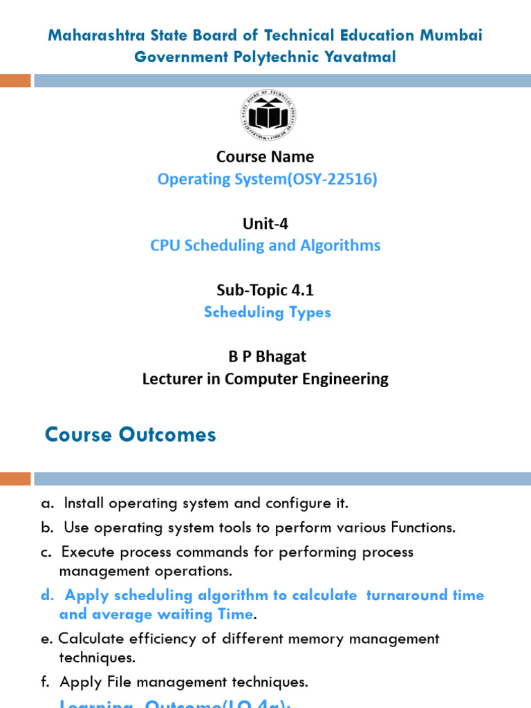 New OSY PPT-unit 4.1 | PDF | Scheduling (Computing) | Systems Engineering