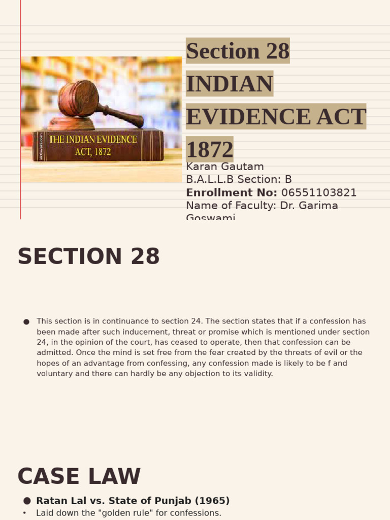 Sec 28 Evidence Act 1872 | PDF | Confession (Law) | Judiciaries