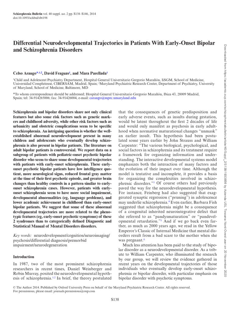 Neurodevelopment in Early-Onset Psychosis | PDF | Schizophrenia | Psychosis