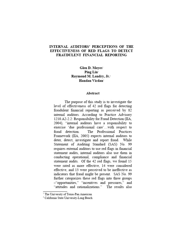 Forensic audit paper on red flags | PDF | Audit | Internal Audit