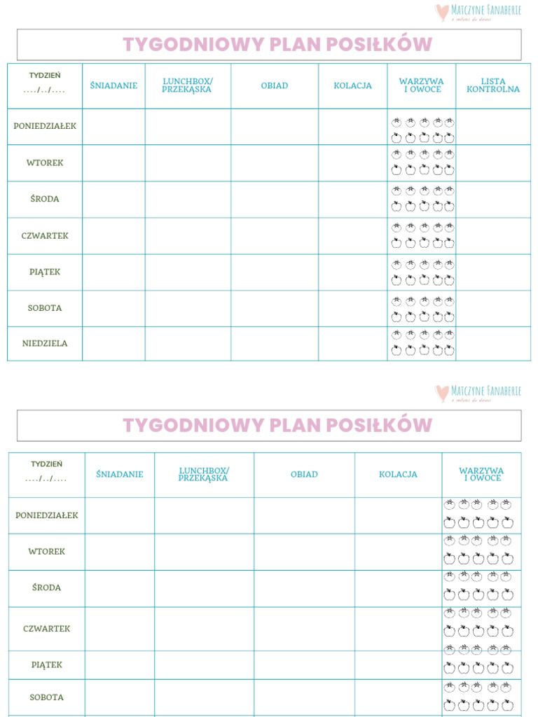 Tygodniowy Plan Posilkow k0hdor | PDF