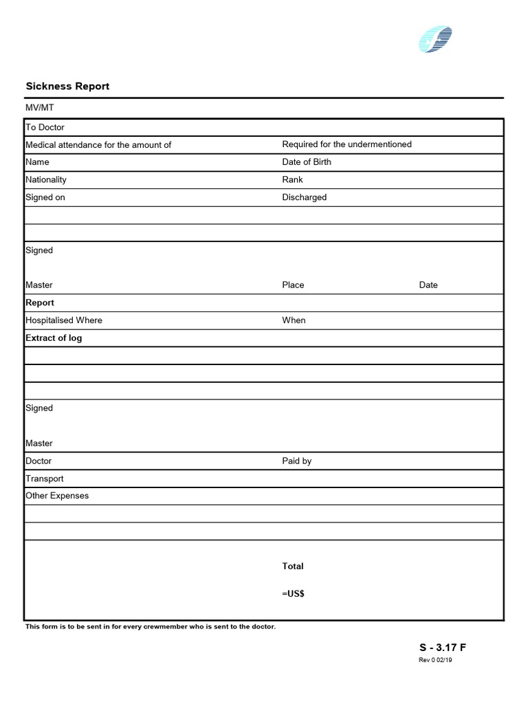 s 3.17f Sicknessreport | PDF | Diseases And Disorders | Public Services