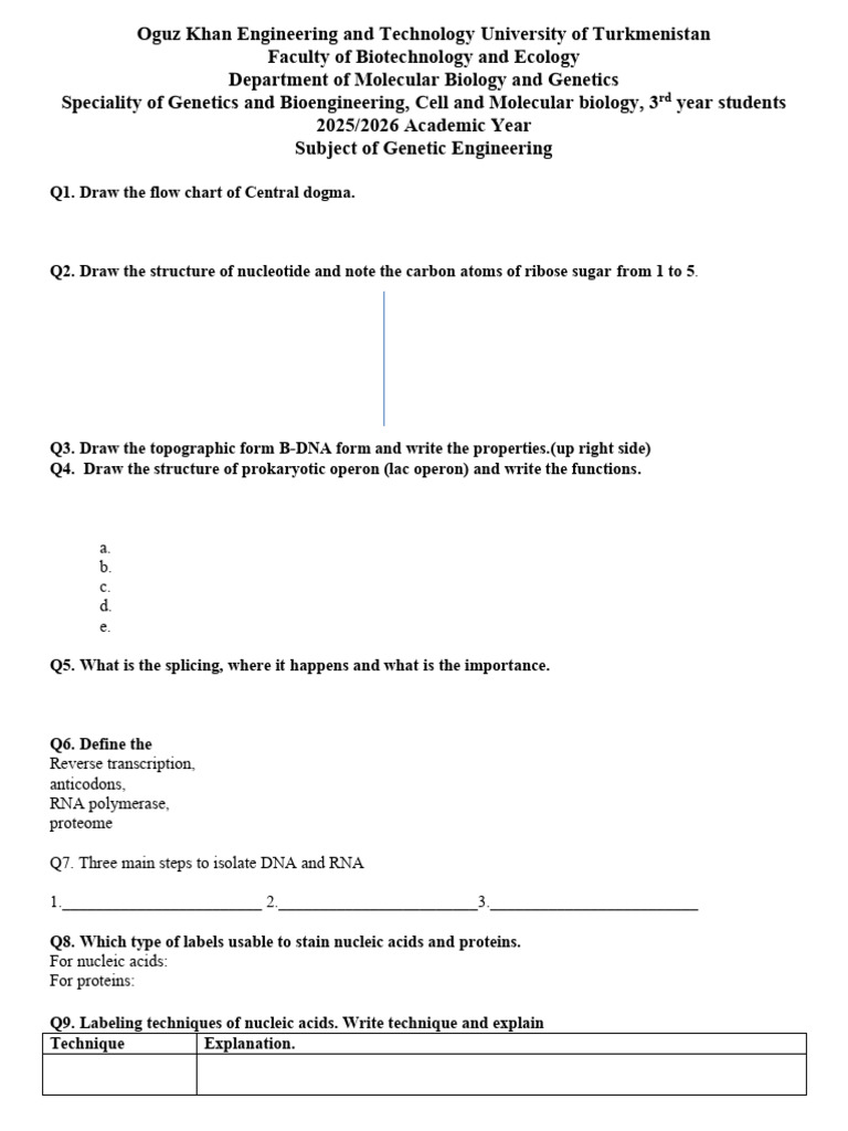 Genetic Engineering Exam Questions and Answers | PDF | Gene | Gel ...