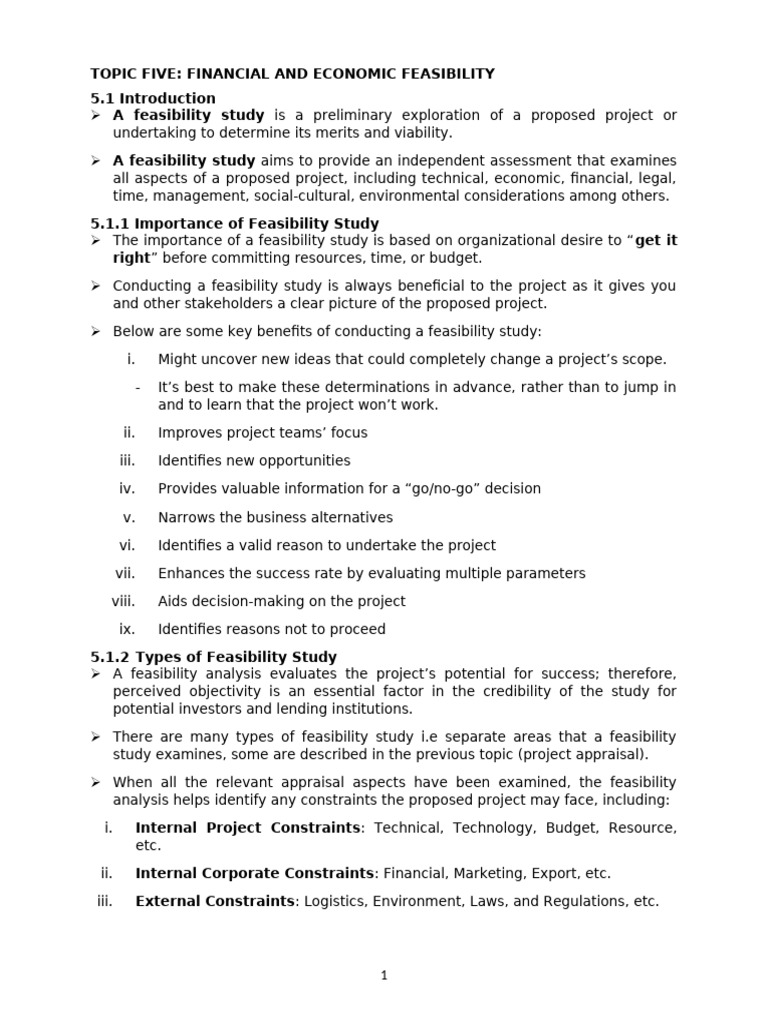 Financial and Economic Feasibility Study | PDF | Feasibility Study ...