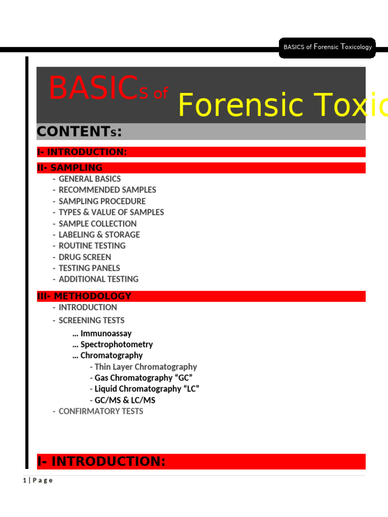 Forensic Toxicology: Sampling & Methods | PDF | Forensic Science ...