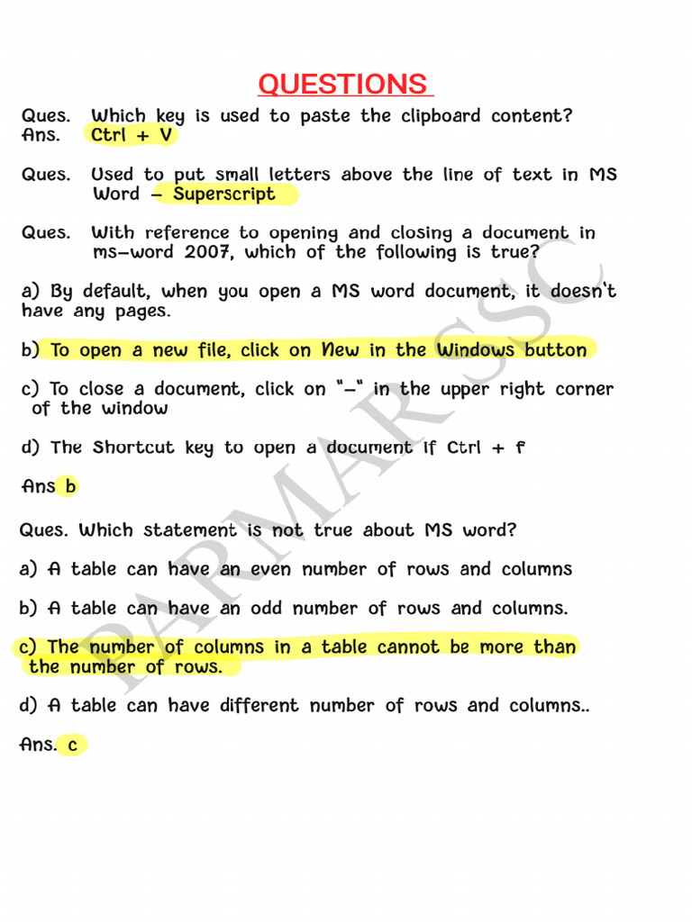 Ms - Word Mcqs | PDF