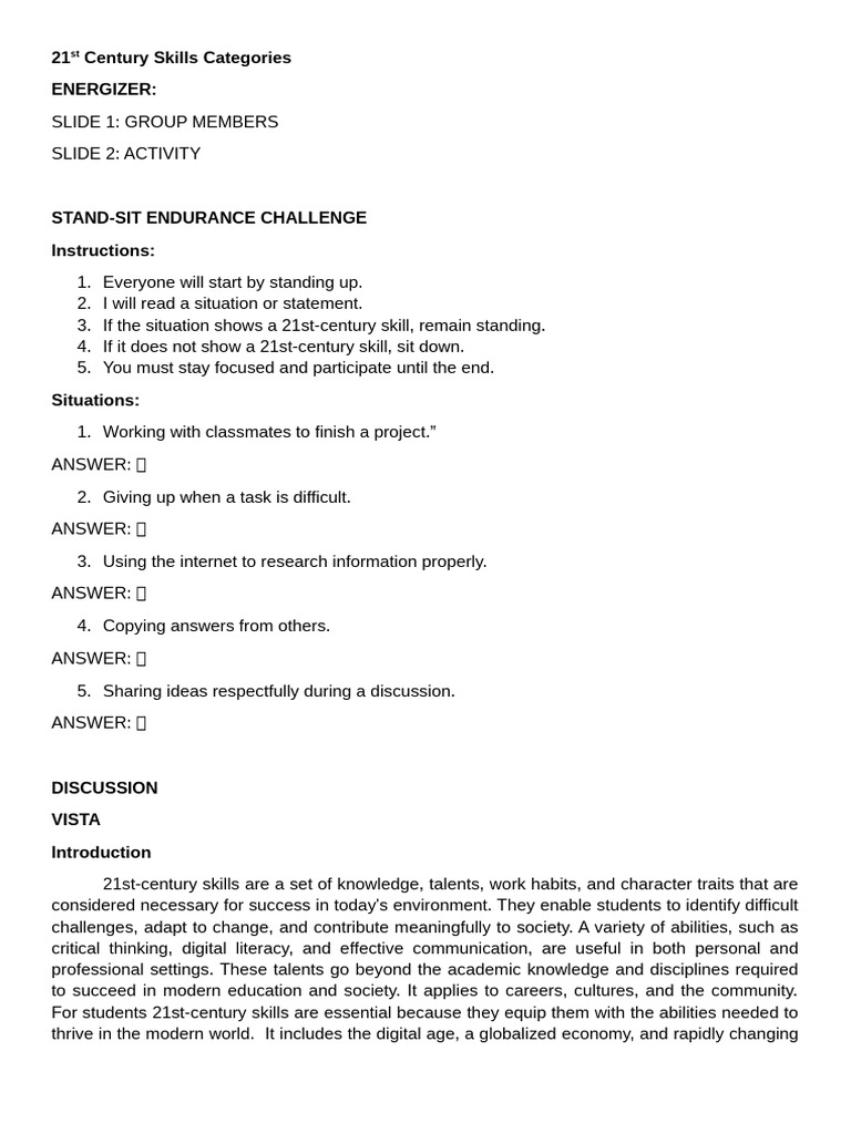 21st Century Skills Overview and Activities | PDF | Teachers | Creativity