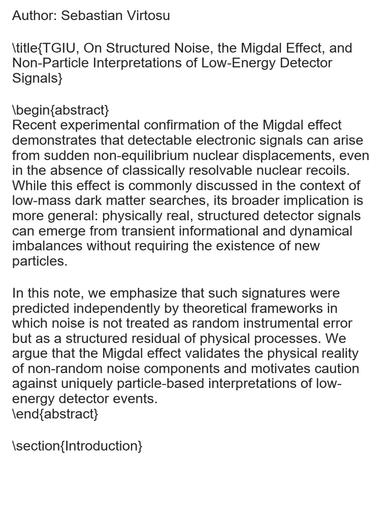 TGIU on Structured Noise, The Migdal Effect_260120_132929 | PDF | Dark ...