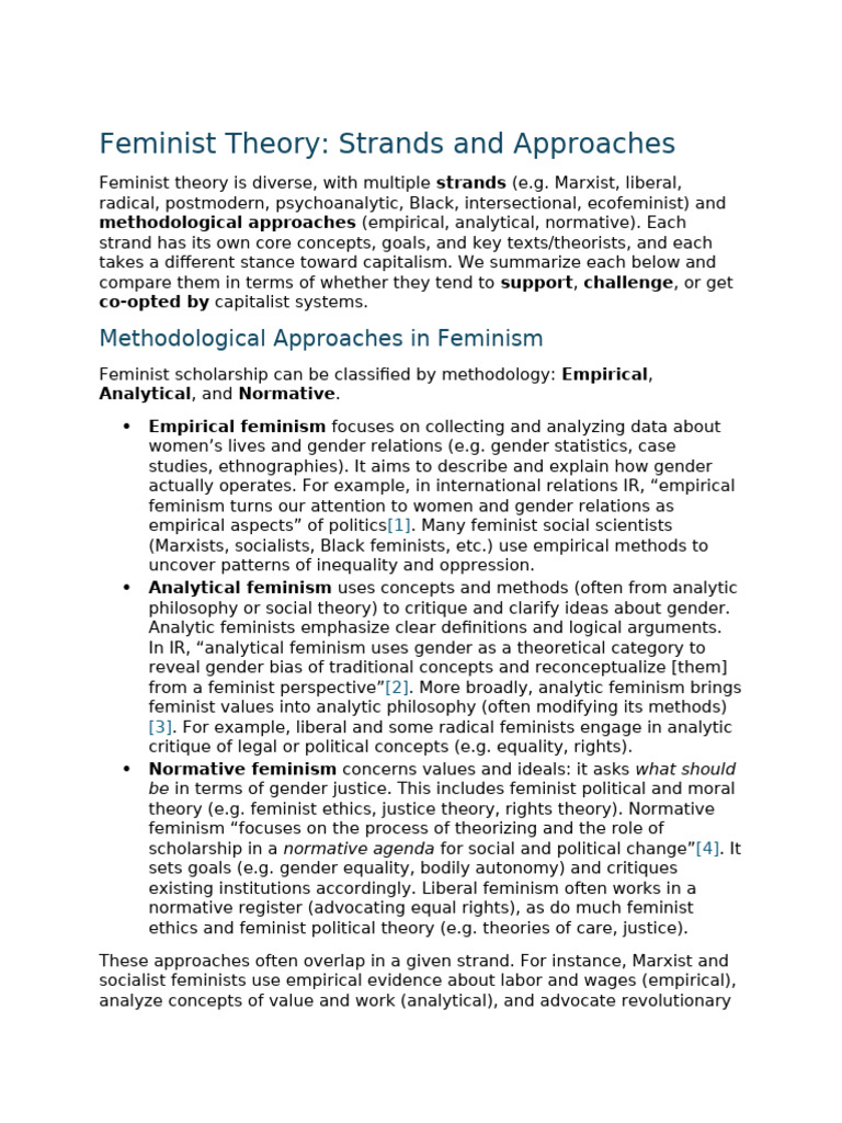 Feminist Theory_ Strands and Approaches | PDF | Feminism | Gender Studies