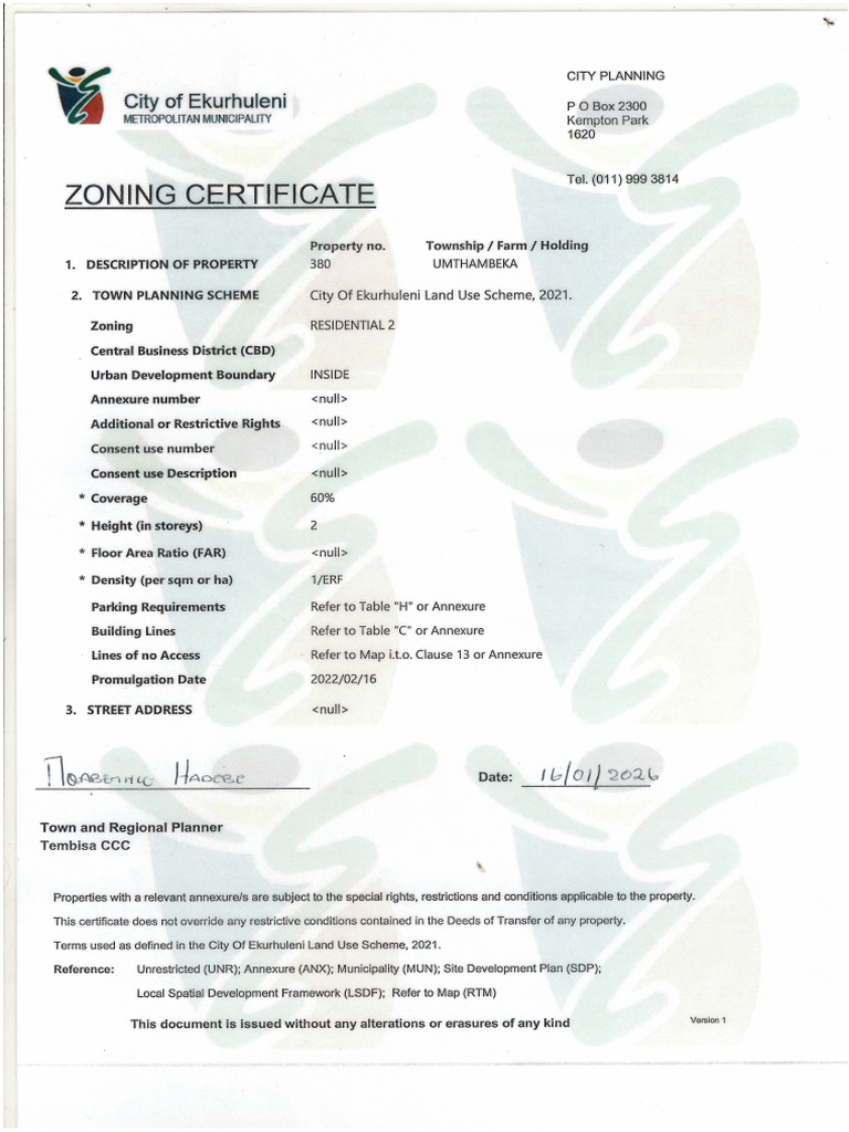Zoning Certificate | PDF