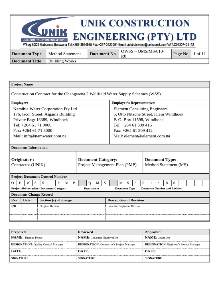 Method Statement for Building Works | PDF | Risk | Brick