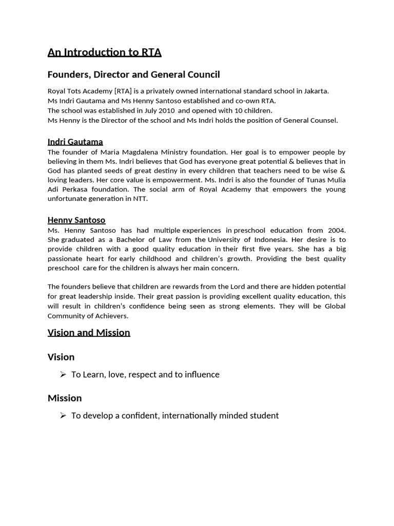 An Introduction to RTA & Curriculum for web (1) | PDF | Learning | Early Childhood Education